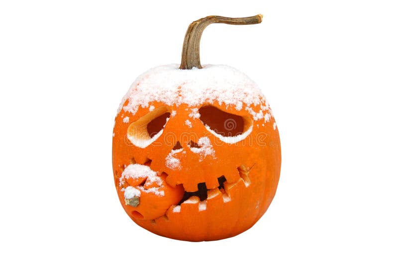 Halloween Pumpkin with Snow Stock Photo - Image of eyes, white: 11749482