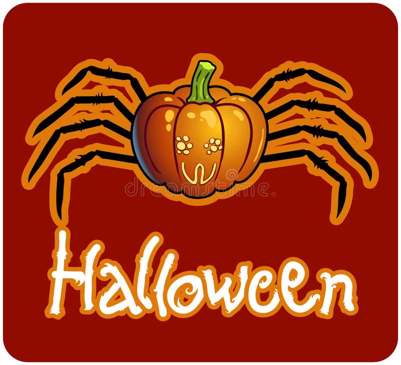 A Halloween Pumpkin with Spider S Legs Stock Vector - Illustration of ...