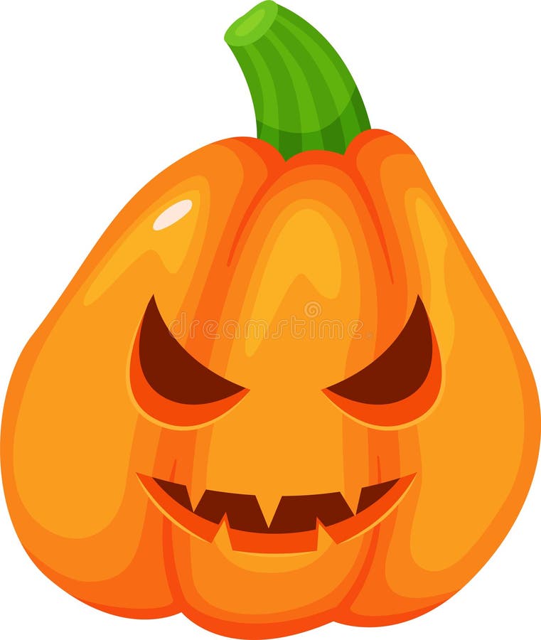 Halloween Pumpkin with Spooky Carved Face Looking Menacing, with ...
