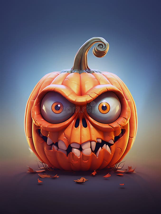 Halloween Pumpkin Spooky Illustration Carved Jack O Lantern With Scary