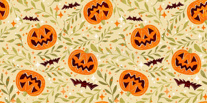 Halloween Pumpkin Vector Seamless Pattern Stock Vector - Illustration ...