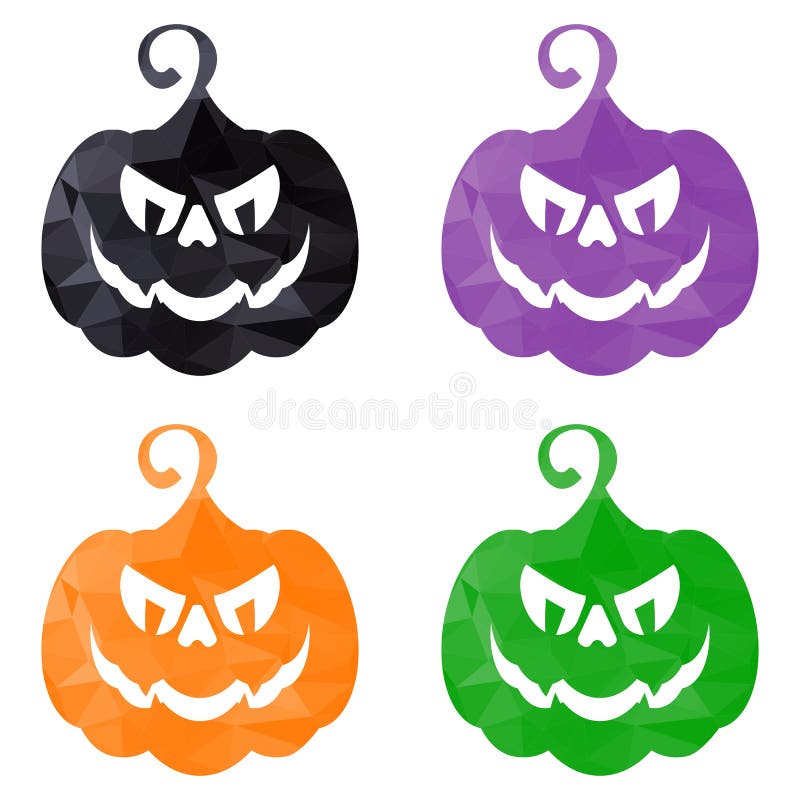 Halloween Pumpkins Low Poly Stock Vector - Illustration of bright ...