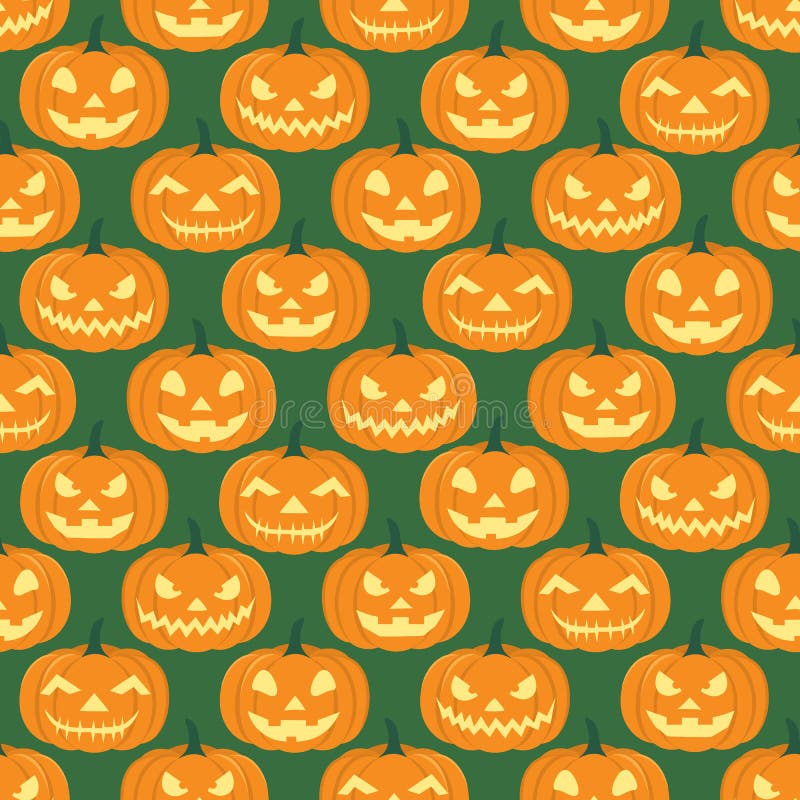 Halloween Pumpkins Seamless Pattern. Flat Vector Illustration. Stock Vector - Illustration of ...