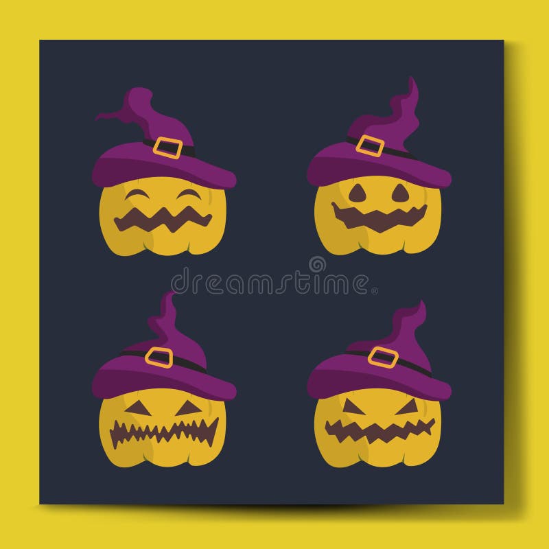 Nice Halloween Pumpkins Cute Vector Illustration Stock Vector ...