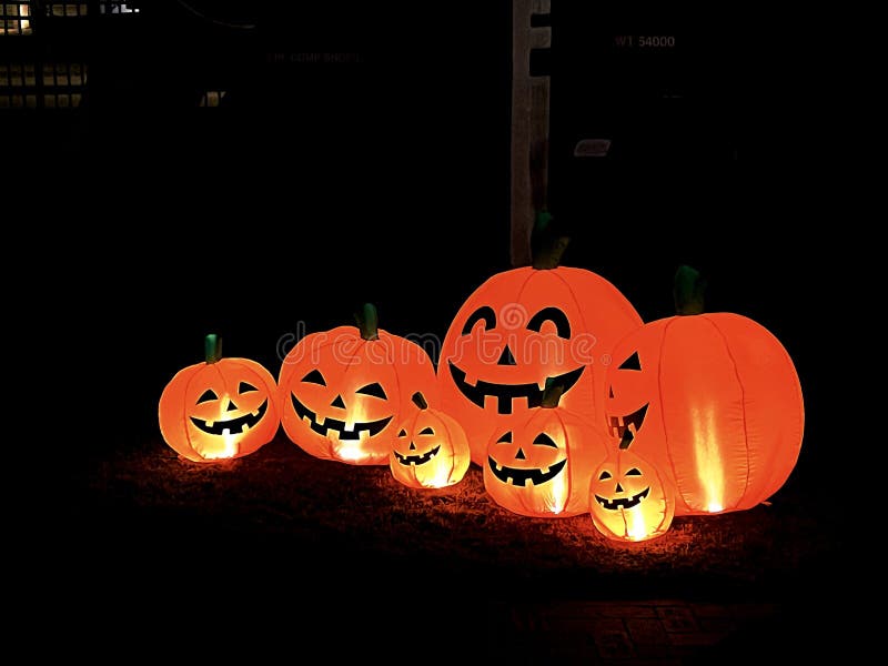 Halloween pumpkins stock photo. Image of lighting, halloween - 296311588