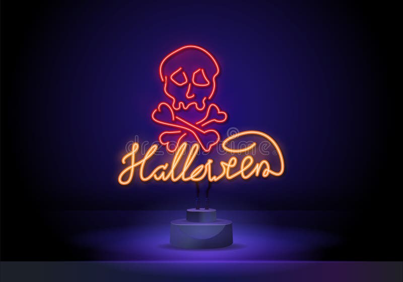 Halloween Red Skull Icon. Elements of Halloween in Neon Style Icons ...