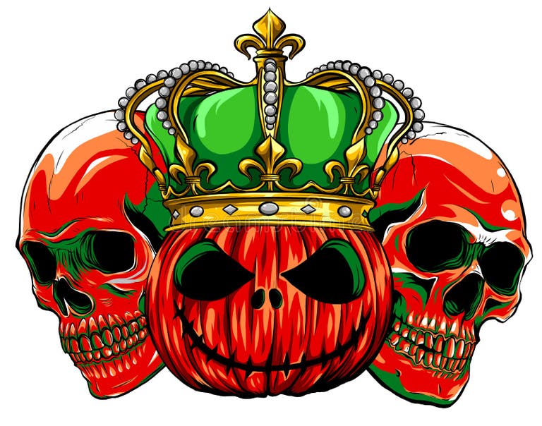 Halloween Red Skull with Pupmkids Isolation Vector Image Stock Vector ...