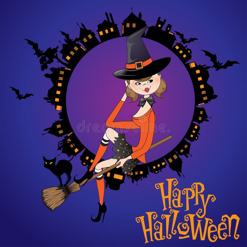 Halloween-reizvolle Hexe Sitzt in Einem Glas Gift Vektor Abbildung ...