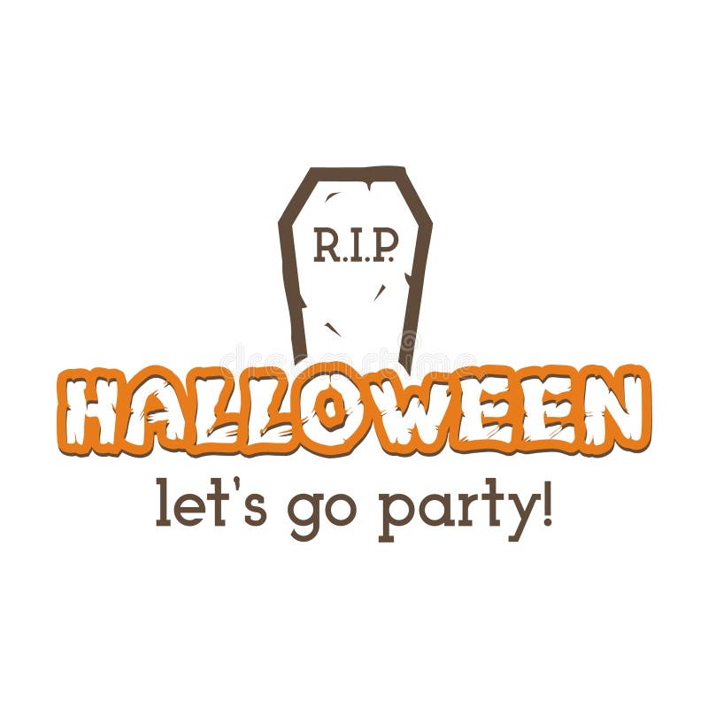 Halloween RIP Party Label Template with Tombstone and Typography ...