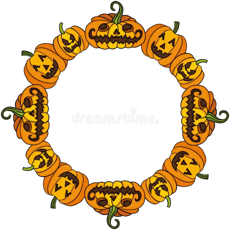 Frame with pumpkin cartoon stock illustration. Illustration of decor ...