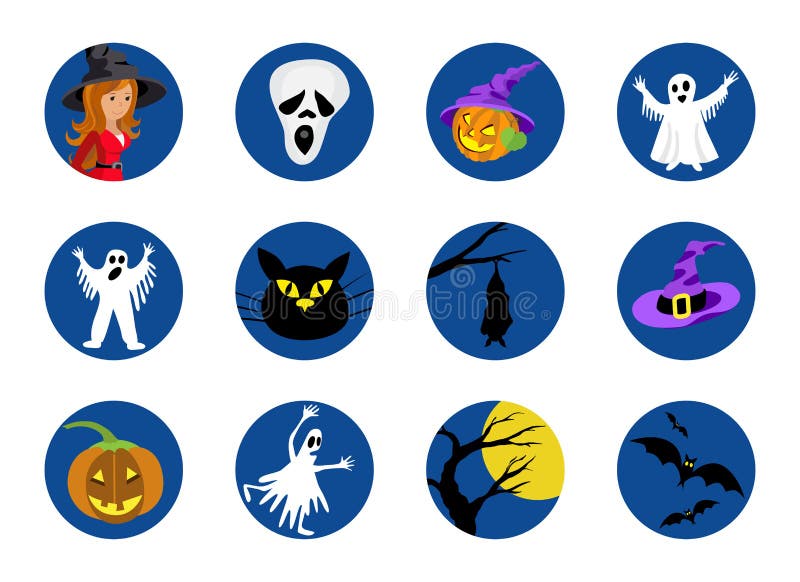 Halloween Round Icons Set. Vector Illustration Stock Vector ...