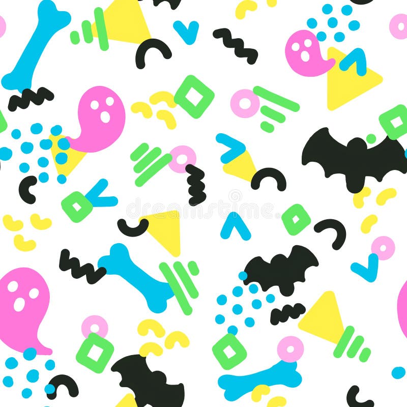Halloween 90s Neon Style Seamless Pattern Stock Illustration ...