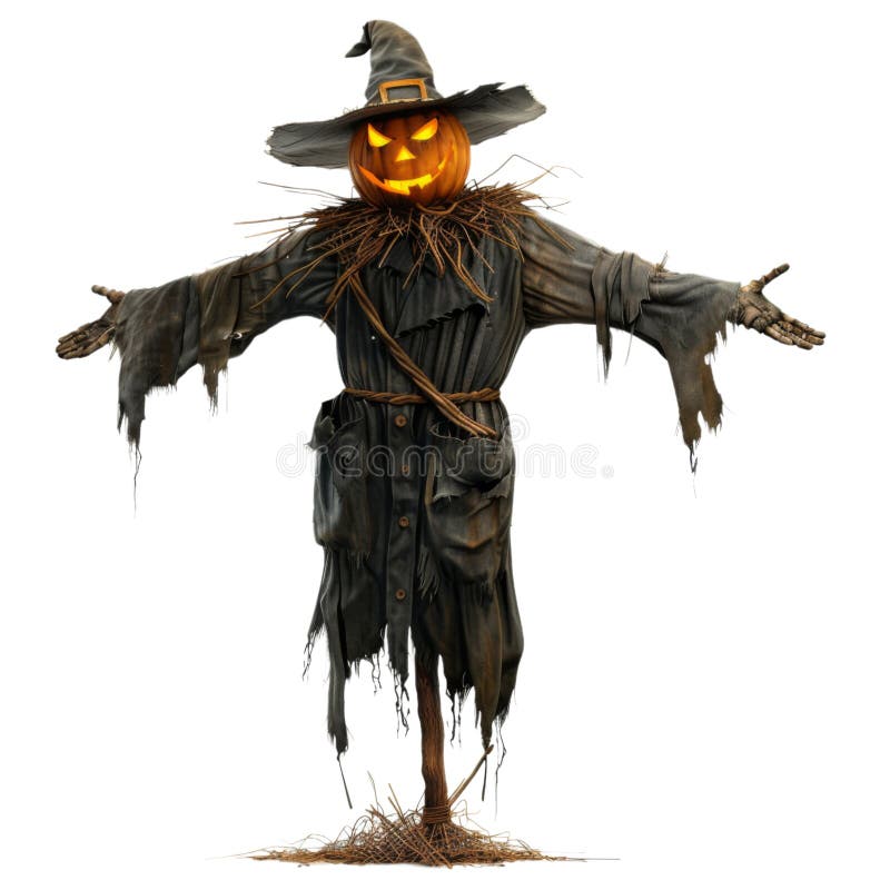A Halloween Scarecrow With A Jack O Lantern Head Stock Image