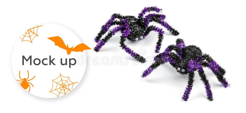 Halloween Scary Concept with Decorative Spiders on White Background ...