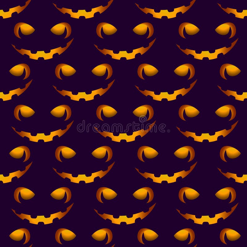 Halloween Scary Face Seamless Pattern. Ghost Face with Evil Scary Eyes ...