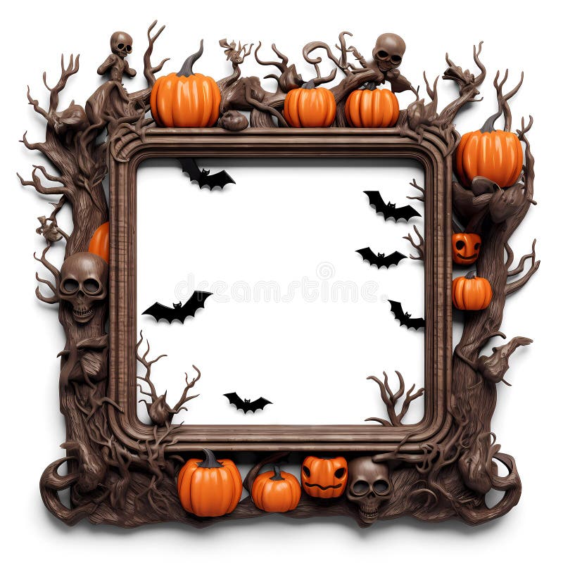 Halloween Scary Frame with Pumpkins Stock Illustration - Illustration ...