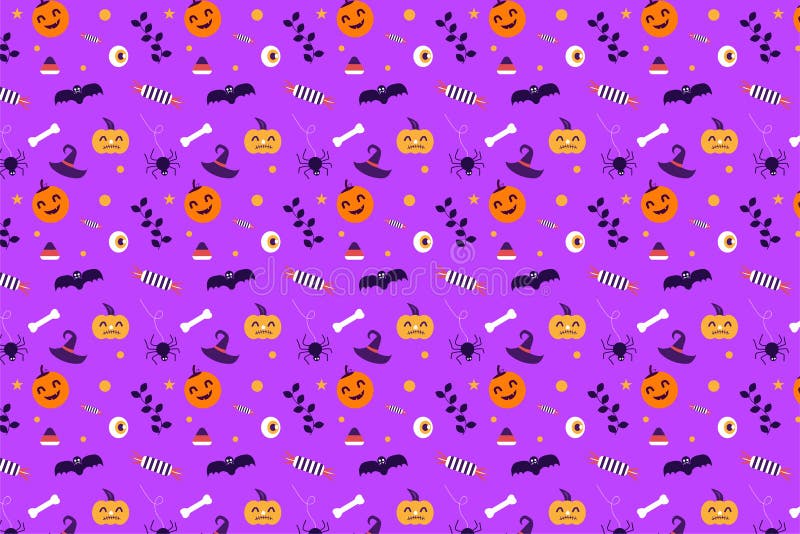 Halloween Scary Pattern Decoration on a Purple Background. Halloween ...