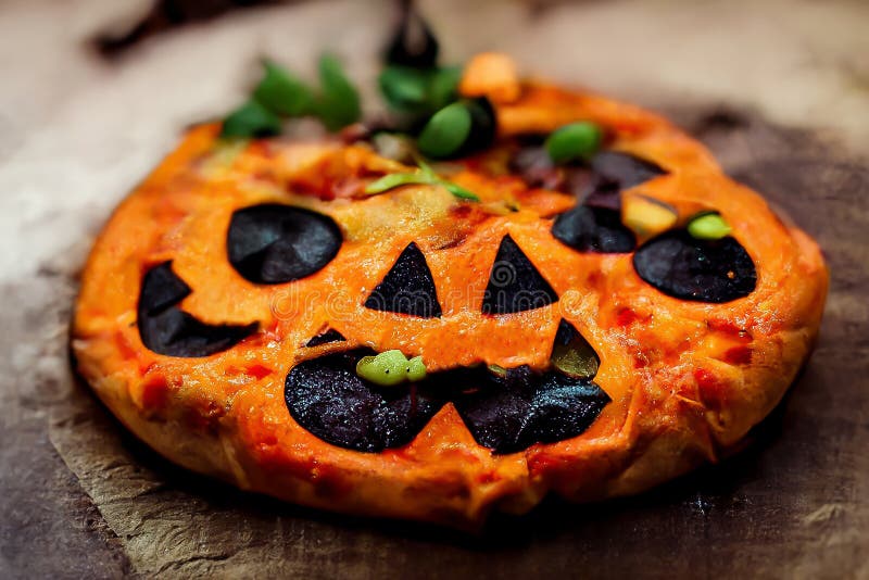 Halloween scary pizza stock illustration. Illustration of generated ...