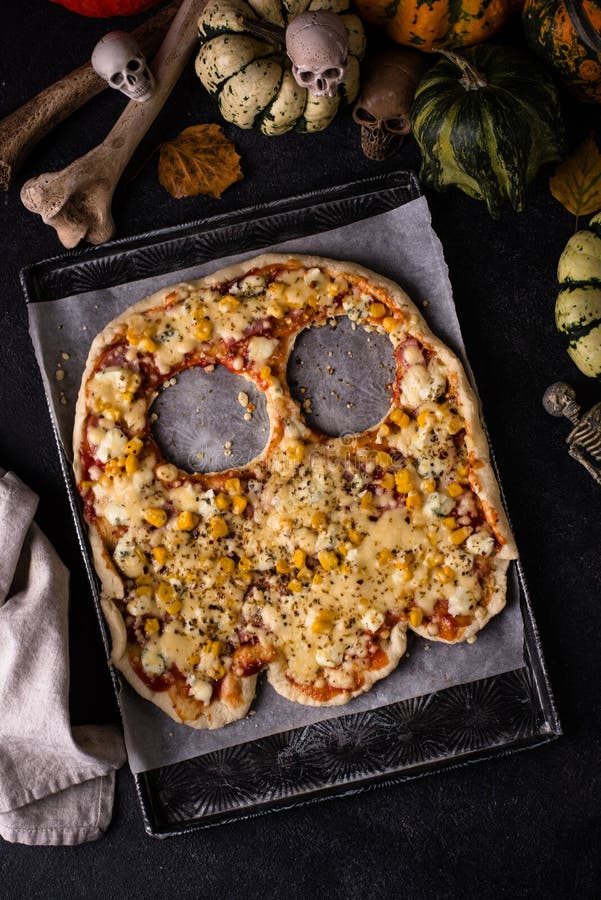 Halloween Scary Pizza in Shape of Ghost Stock Photo - Image of homemade ...