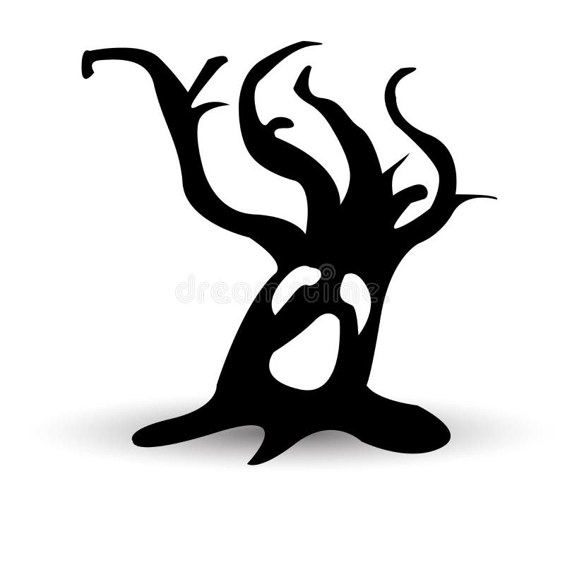 Halloween Scary Tree. Vector Illustration. Ghost Face Stock ...