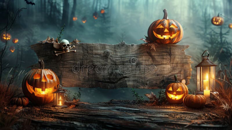 Halloween Scene with Pumpkins and Castle in Background Stock Image ...
