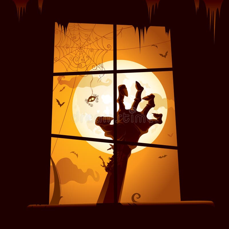 Halloween Scene - View from Window Stock Vector - Illustration of ...