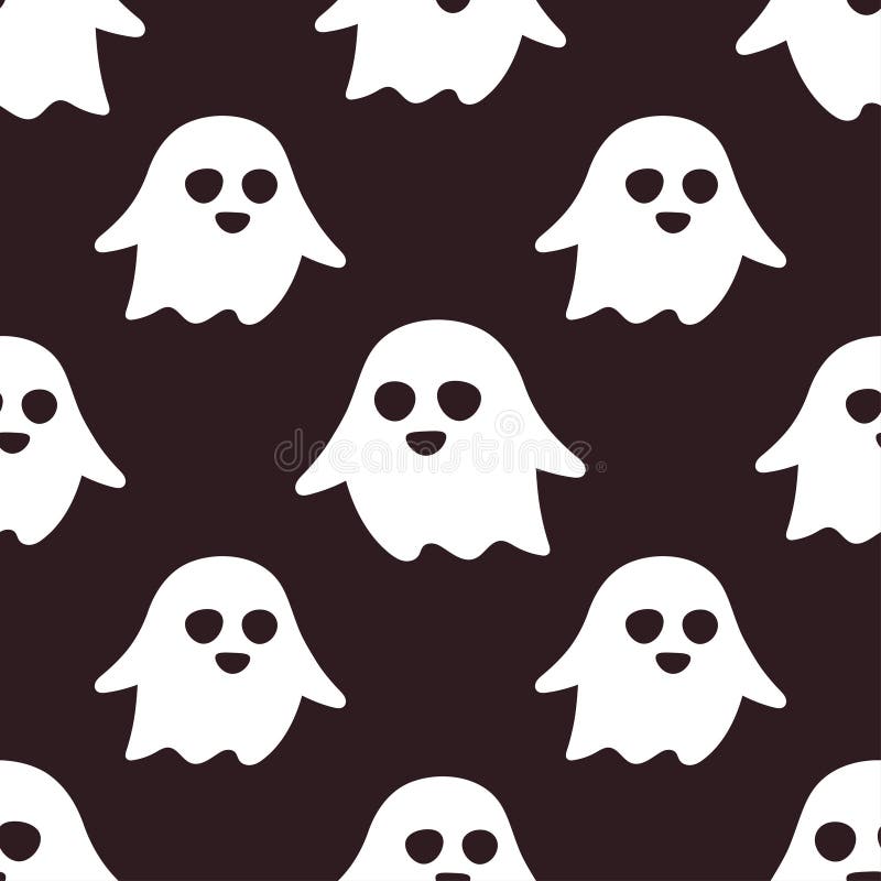 Halloween Seamless Pattern Collection with Cute Ghost Stock Vector ...