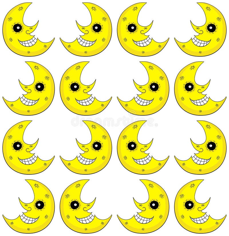 Halloween Seamless Pattern Design with Horror Moon. Isolated ...