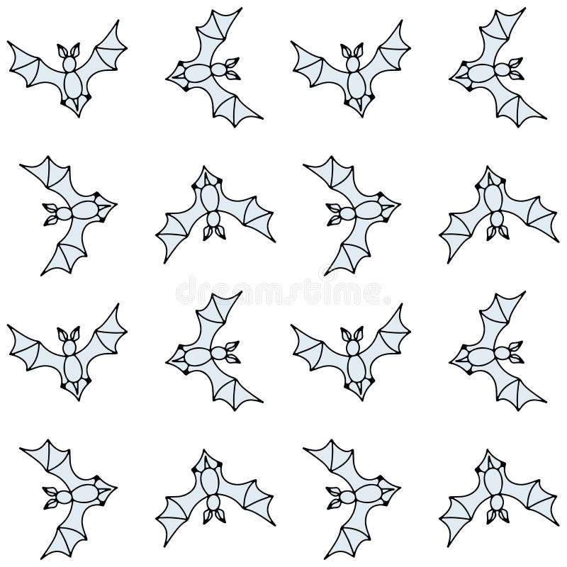 Halloween Seamless Pattern with Flying Bat Silhouettes on White ...