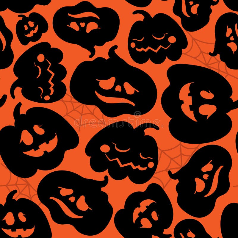 Halloween Seamless Pattern with Pumpkins and Spider Webs. Stock ...
