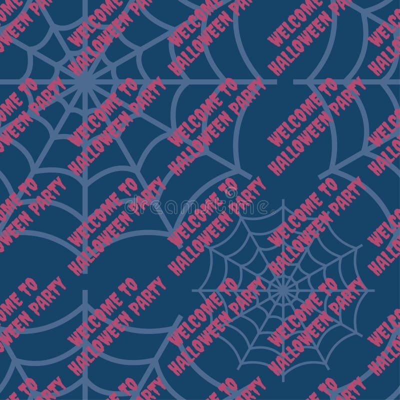 Halloween Seamless Pattern with Spider Web and Text Invitation. Vector ...