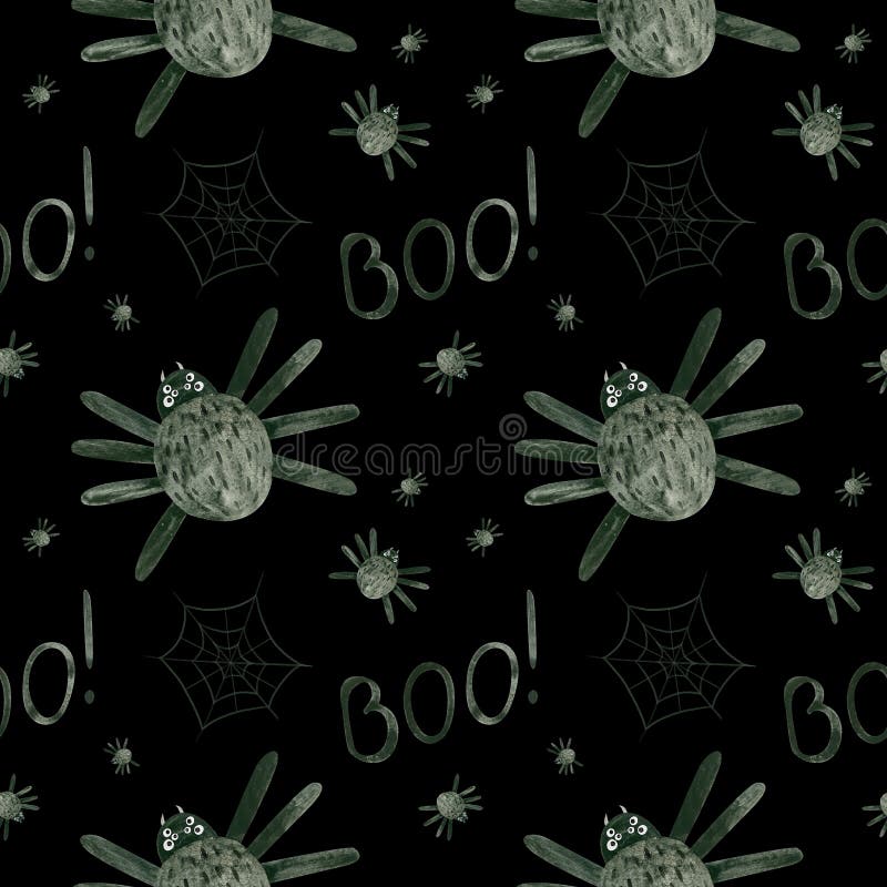 Halloween Seamless Pattern with Spiders and Cobwebs Stock Illustration ...