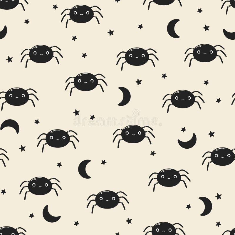 Halloween Seamless Pattern with Spiders Stock Vector - Illustration of ...