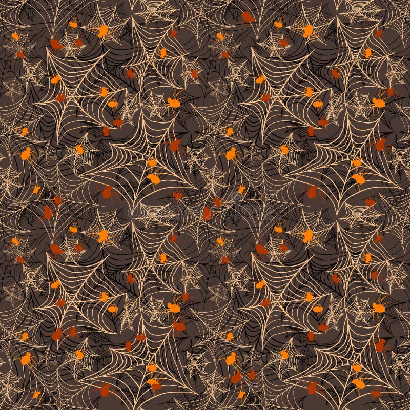 Halloween Seamless Pattern with Spiders Web Stock Vector - Illustration ...