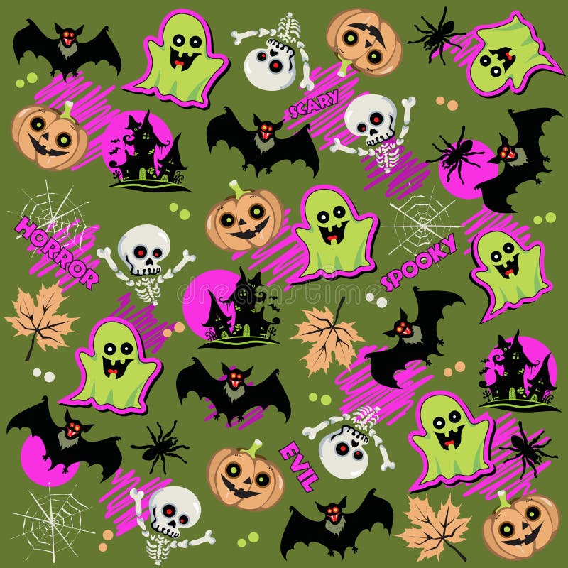 Halloween Seamless Pattern, Spooky Background. Stock Vector ...