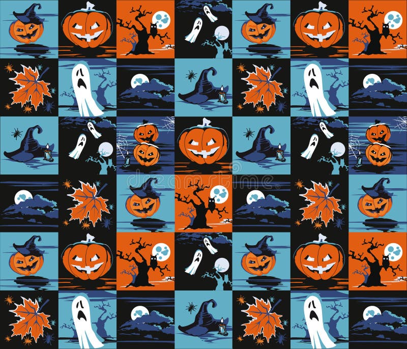 Halloween Seamless Pattern, Spooky Background. Stock Vector ...