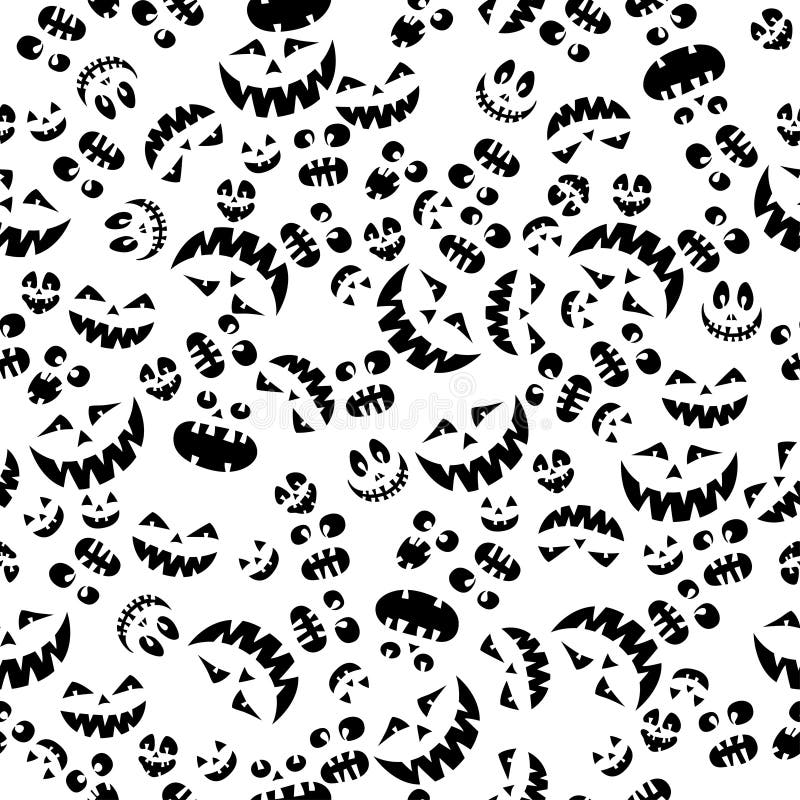 Halloween Seamless Pattern Spooky Smiling Faces. Stock Vector ...
