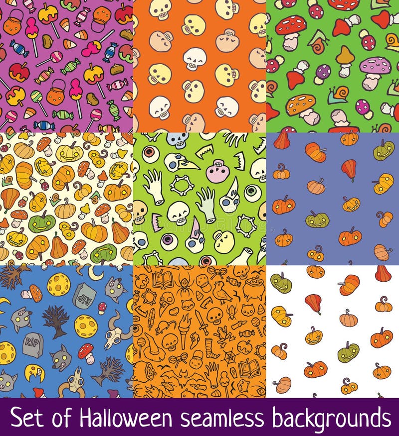Halloween Seamless Patterns Stock Vector - Illustration of halloween ...