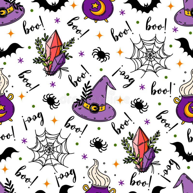 Halloween Seamless Vector Pattern. Autumn Holiday Symbol - Witch Hat ...