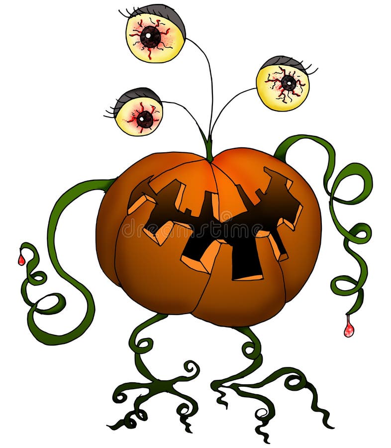 Halloween Series - Pumpkin Monster Stock Illustration - Illustration of ...