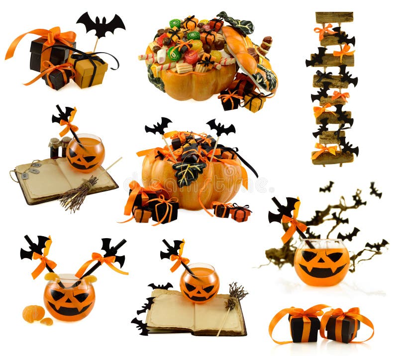 Halloween Set with Decorations Stock Photo - Image of lace, jack: 42732588