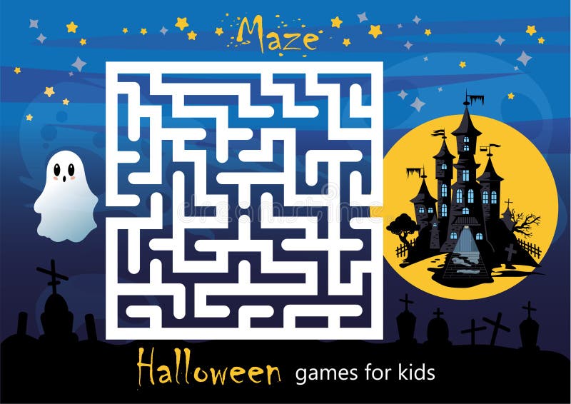 Mini Games for Children, Halloween. Labyrinth with Ghosts. Book for ...