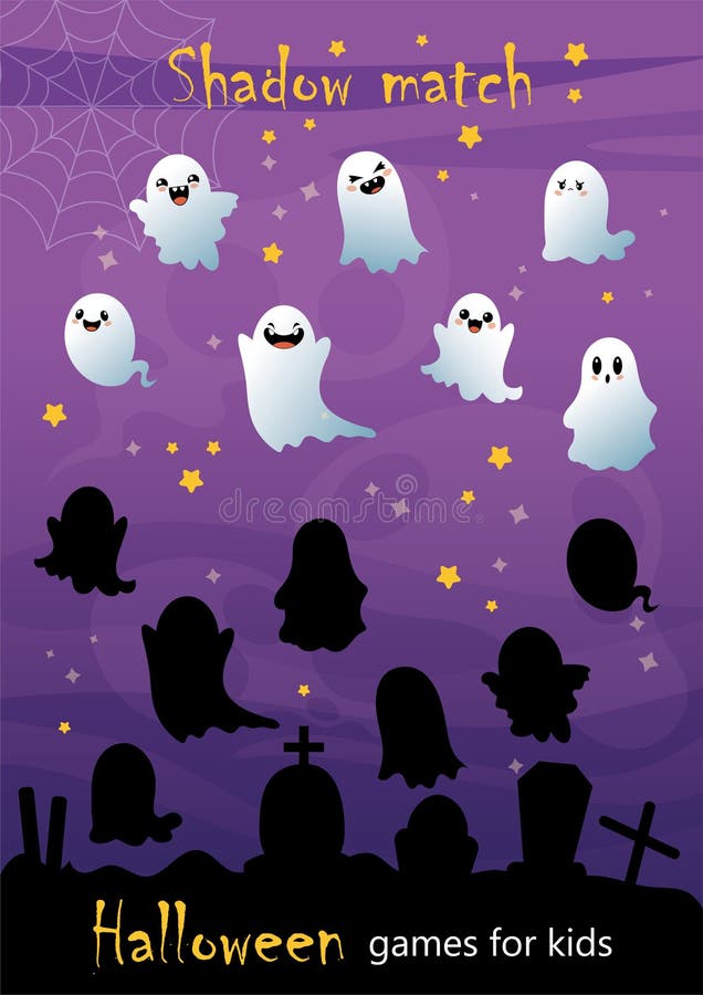 Mini Games for Children, Halloween. Find the Shadow of Each of the ...