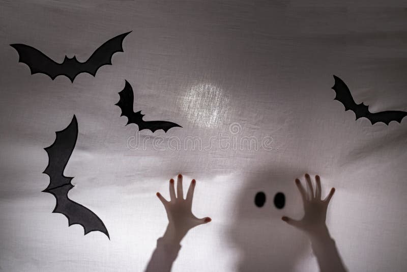 Halloween. a Shadow or Silhouette of Two Hands, with a White Cloth ...