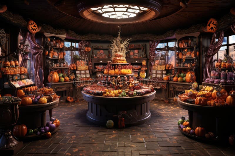 Halloween Shop Design Interior. Generative Ai. Stock Illustration ...