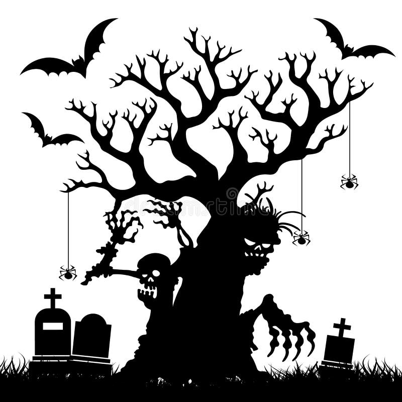 Halloween, Silhouette of a Terrible Bare Tree without Leaves in Stock ...