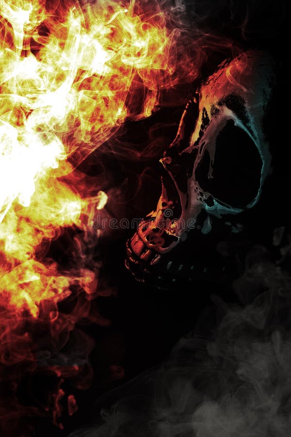 Halloween Skeleton Skull Fire Stock Image - Image of dying, deadly ...