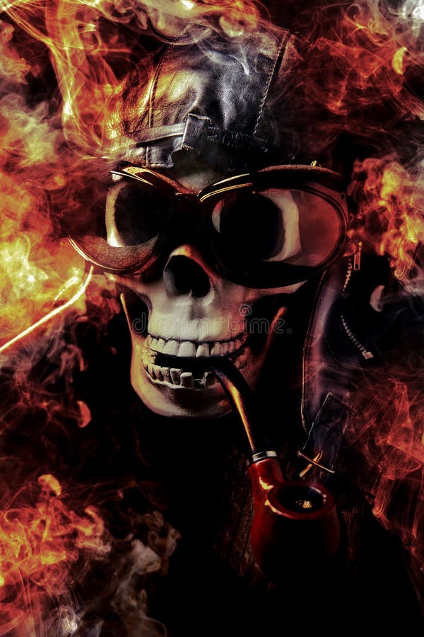 Halloween Skeleton Skull Fire Stock Image - Image of pilot, pain: 203596649