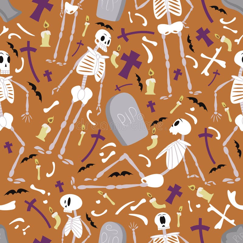 Halloween Skeletons Pattern 01 Stock Vector - Illustration of design ...