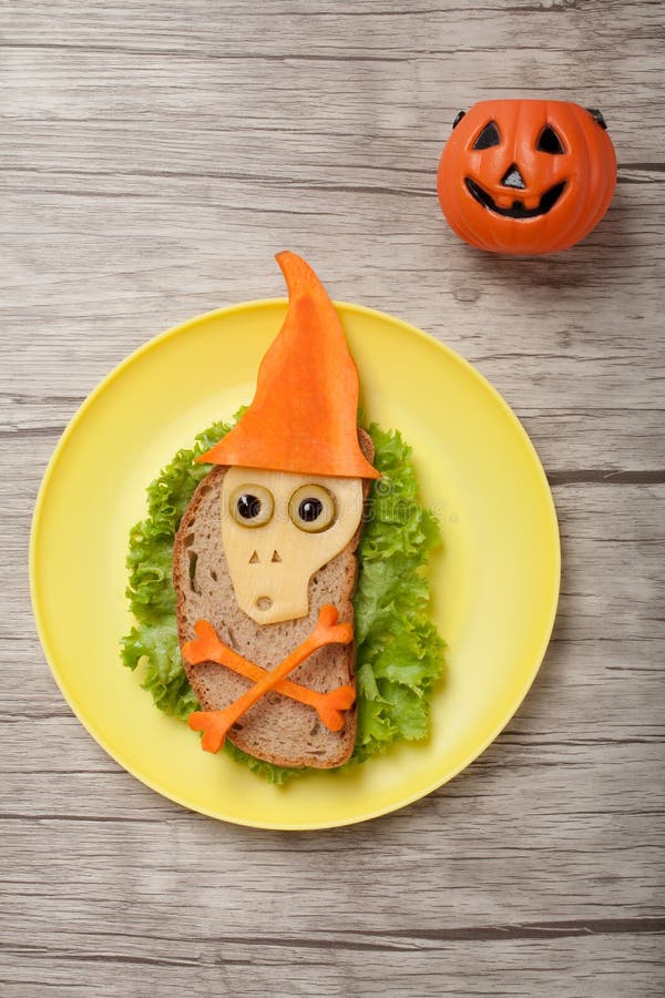 Halloween Skull Made of Bread and Vegetables Stock Photo - Image of ...